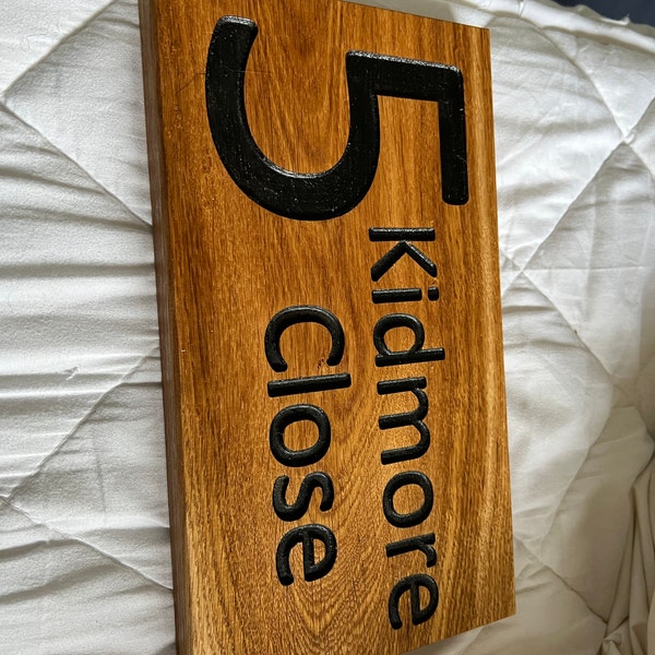 French Oak House Sign Custom Carved Wooden Direction Sign Free Standing ...