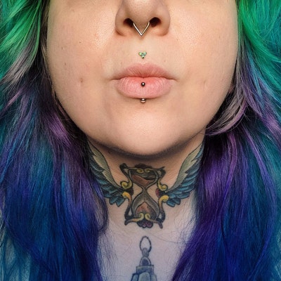 14G F136 Titanium Blue CZ Fat Floating Belly Ring Internally Threading ...