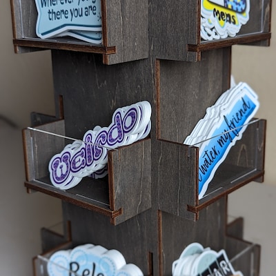 Rotating Display Stand, 3 Tier Wooden Organizer, 4-sided Display Rack ...