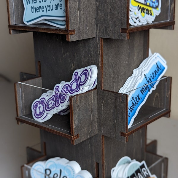 Rotating Display Stand, 3 Tier Wooden Organizer, 4-sided Display Rack ...