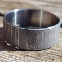 Pure Titanium Ring Faceted Finish "obsidian" Style Titanium Flame ...
