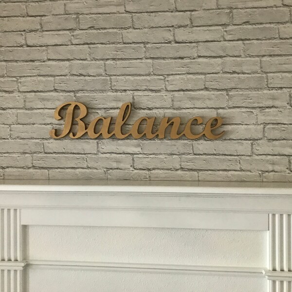Balance Sign. Wooden Letters Balance. Home Decor Balance. Yoga Studio ...