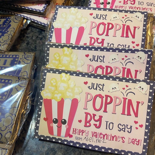 PRINTABLE Just POPPIN' BY to Say Happy Valentine's Day! Tag | Instant ...