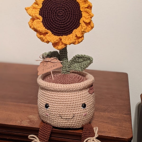 Crochet Sunflower in a Pot PATTERN | Amigurumi | Crochet Pattern for a ...