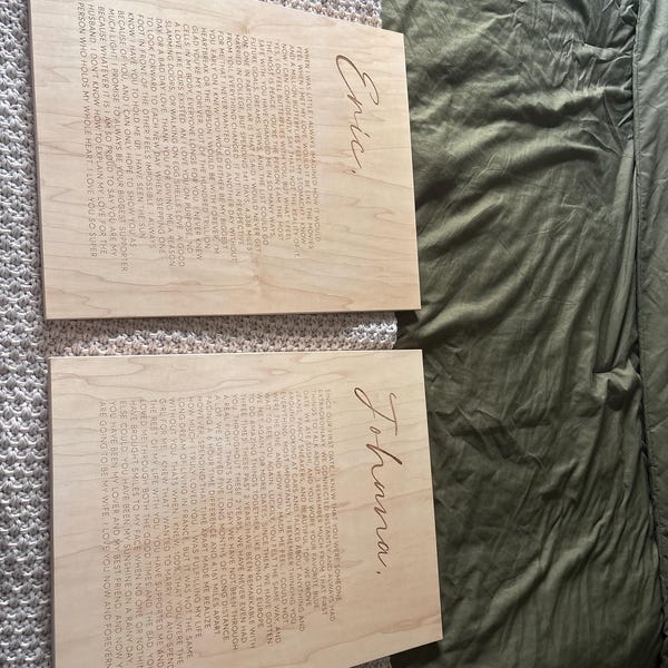 Wood Wedding Vows Set of TWO Custom Wall Hangings • Modern Vows Art ...