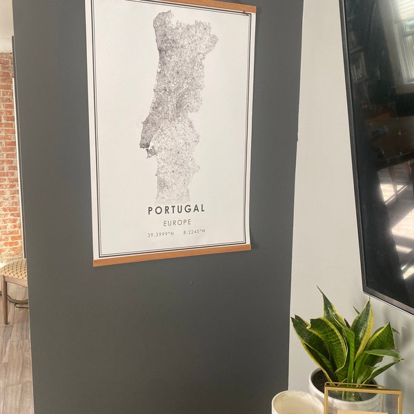 Portugal Country Map Print Poster Canvas | Portugal Country Road Map ...