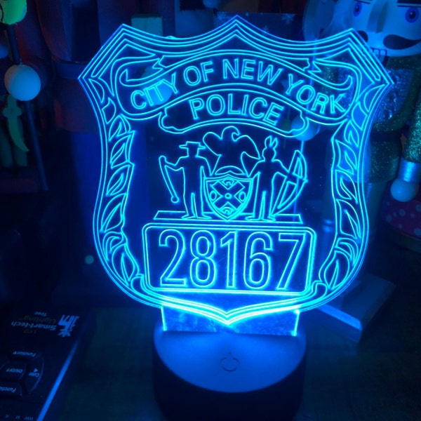 NYPD Nassau and Suffolk Police Badge Gift Light - Color Changing Desk ...