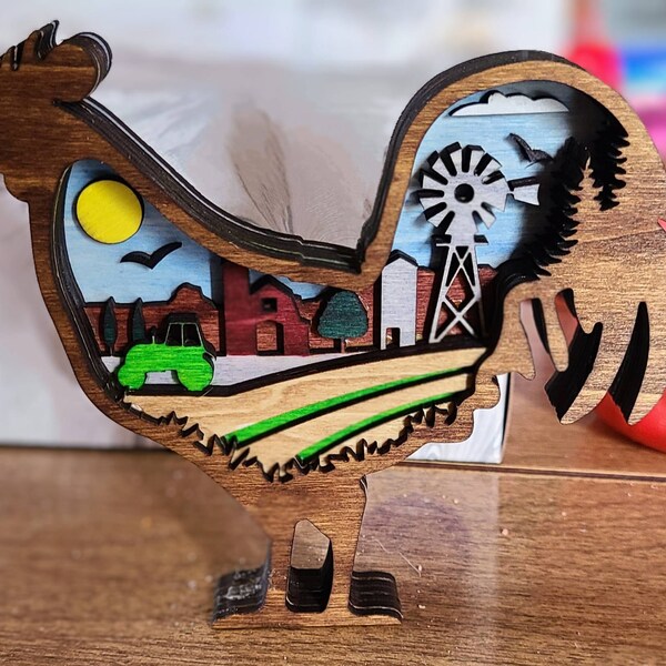 Rooster / Farm Laser Cut, Svg Dxf Files. Cnc Files for Wood. Glowforge ...