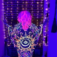 Luna Moth Witch Moon Star Fringe Kimono, Teal Fortune Teller Oracle ...