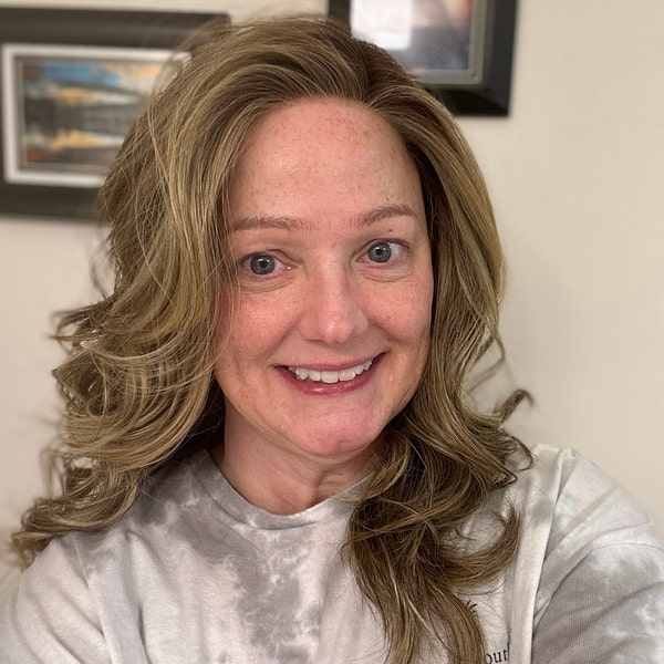 Remi Light Density 16”- 21.5" Neutral Blonde Layered With Curtain Bangs ...