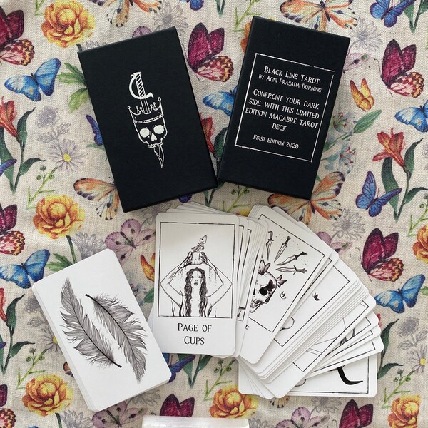 Black Line Tarot Cards by Agni Prasada Burning, Macabre Tarot Deck - Etsy