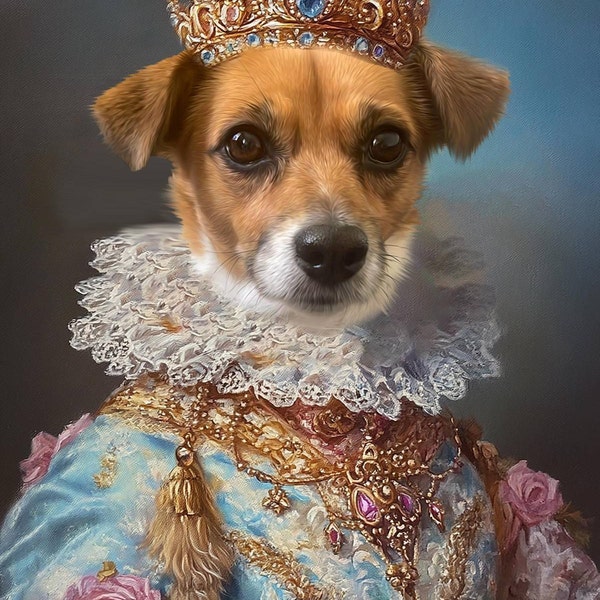 Custom Royal Cat Princess Portrait From Photo, Royal Pet Portrait ...