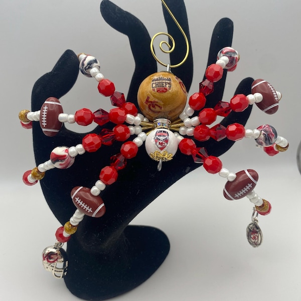 Kansas City Chiefs Beads, Abstract Art Bead, Painted Wood Beads, Sports ...