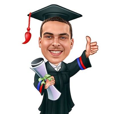 Custom Graduation Cartoon Portrait, Graduation Portrait, Graduation ...