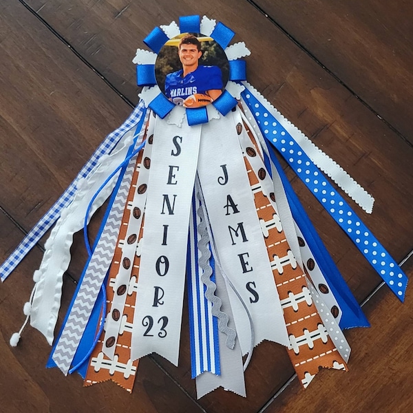 Personalized Senior Photo Button: School Colors & Ribbons - Etsy