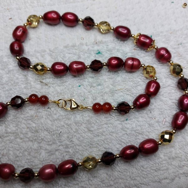 AA+ 8-9mmx9-12mm Rice Baroque Freshwater Pearl Fire Red Oval Baroque ...