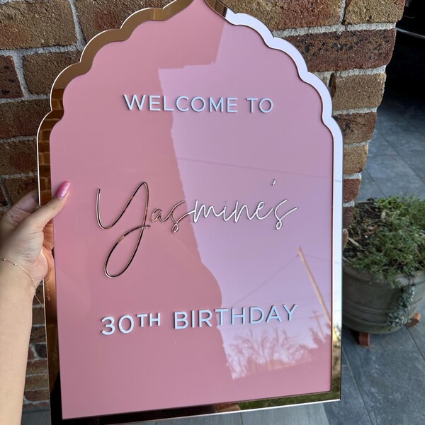 Wavy Whimsical Design Welcome Sign Semi Custom Acrylic Signage Wedding ...