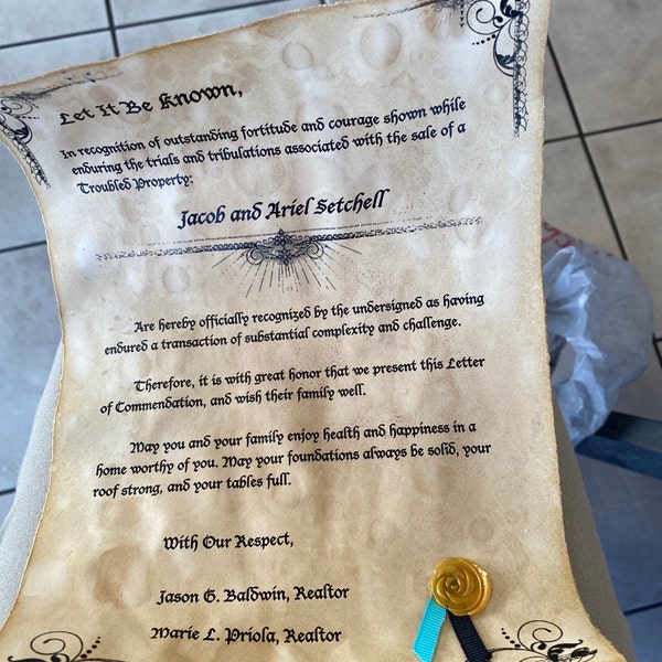 Hand-aged Parchment Scroll (personalization Available) - Etsy