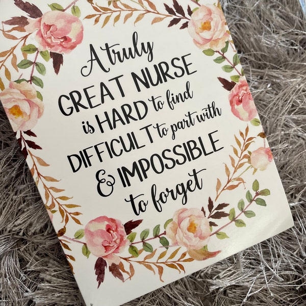Card for Nurse, Nurse Leaving Card, A Truly Great Nurse is Hard to Find ...