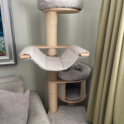 SILVER GREY Chenille Corduroy 5pc Cat Tree Bed Replacement Set - Etsy