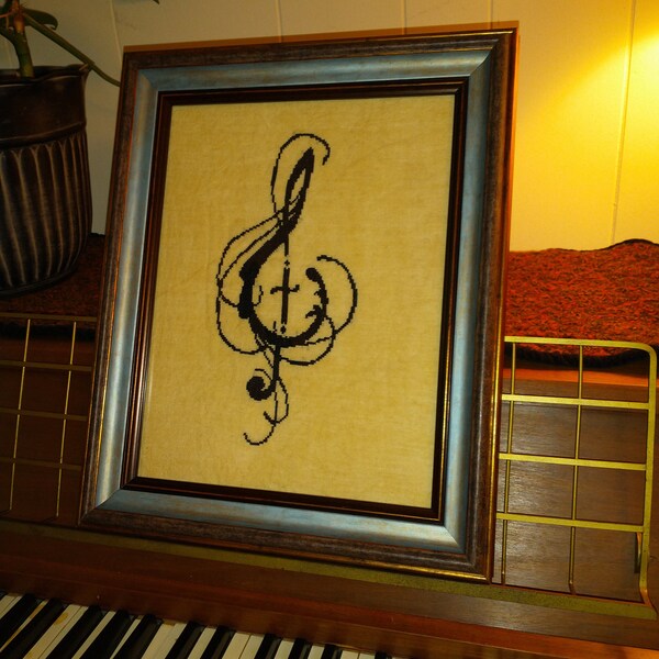 Treble Clef Cross Stitch Pattern, Modern Cross Stitch by LEFOJA ...