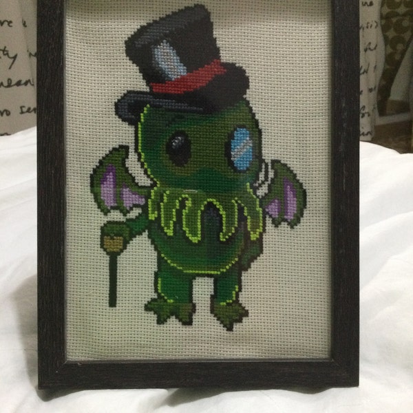 Gentleman Cthulhu Cross Stitch Pattern, Dapper Sir Cthulhu Embroidery, Geeky Needlepoint, Funny ...