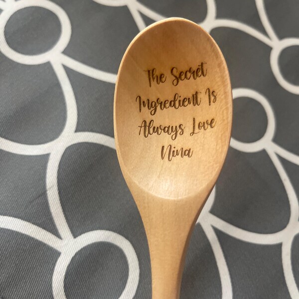 Custom Engraved Wooden Stirring Spoon Personalized Wood Kitchen Mixing ...
