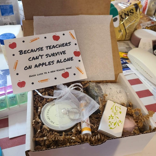 Teacher Gift. TEACHER. Back to SCHOOL Gift Box. Teacher Care Package ...