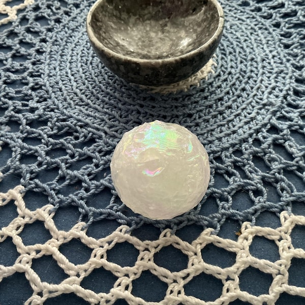 Angel Aura Quartz Moon Sphere, Rainbow Crystal Sphere Ball, Aura Quartz ...