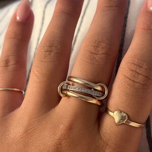 14KGF Gold Multi Link Connected Ring, Chunky Gold Ring, Gold Ring Set ...
