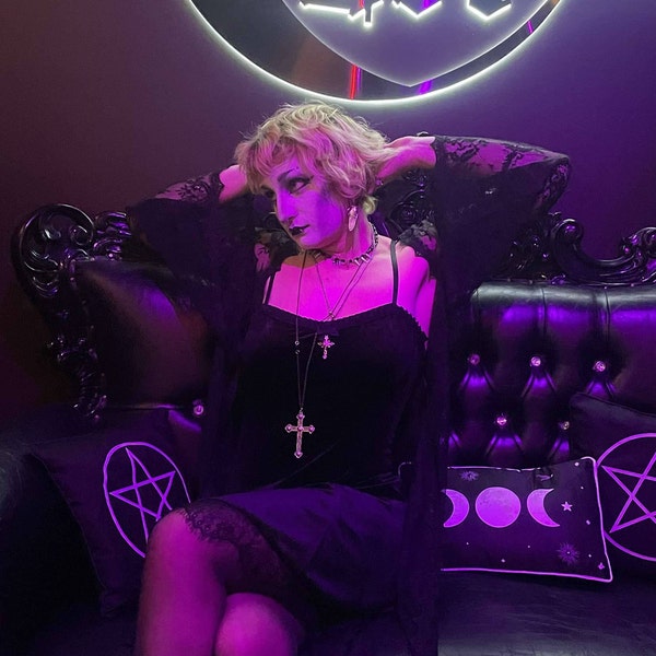 Cross Pendant Long Chain Necklace - Heavy Goth Gothic Cross Pendant on ...