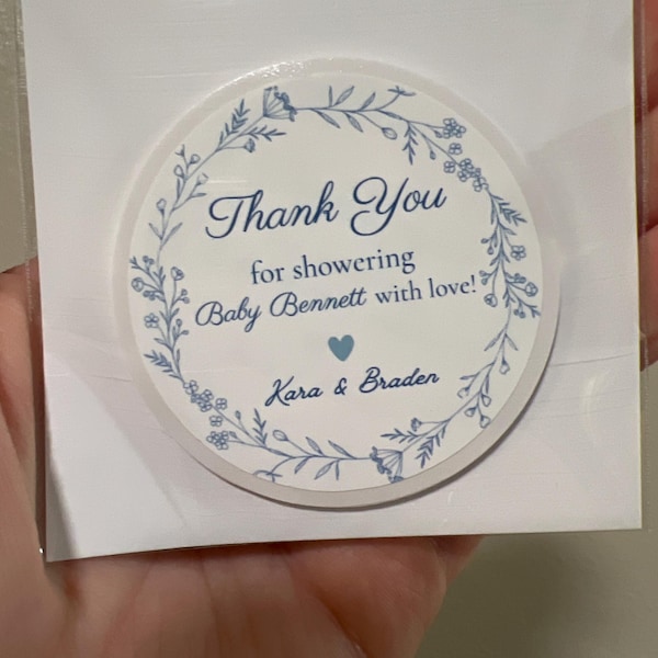 Personalized Baby Shower Stickers, Custom Thank You for Showering Our ...