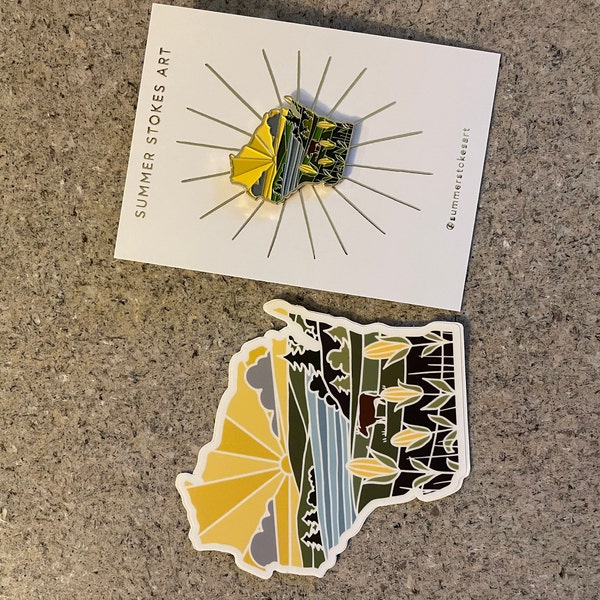 Wisconsin Enamel Pin | Gold Soft Enamel Pin | Illustrated United State ...