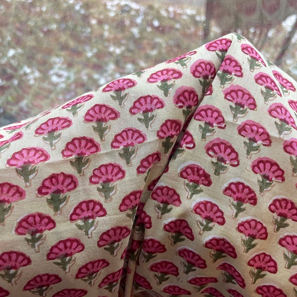 Pink Block Print Fabric,palm Tree Print Fabric,thick Cotton Fabric ...