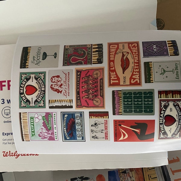 Vintage Matchbox Print, Trendy Matches Poster, Retro Red Matchbook Wall ...