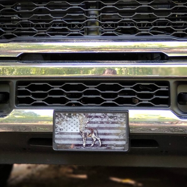 American Flag License Plate - Camouflage Deer Graphic Vanity Plate ...