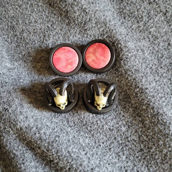 3D Black Plugs With Demon Skulls, Halloween Ear Plug Gauges 20 Mm 21mm ...
