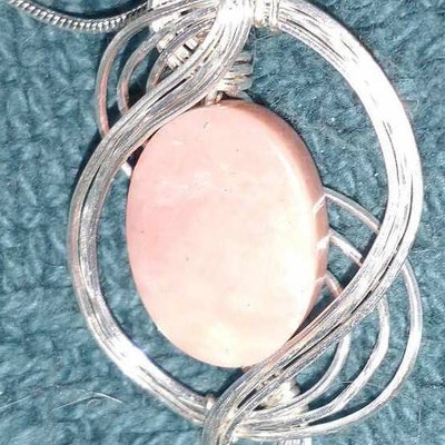 Pink Peruvian Opal Necklace Pendant Wire Wrapped Jewelry Handmade in ...