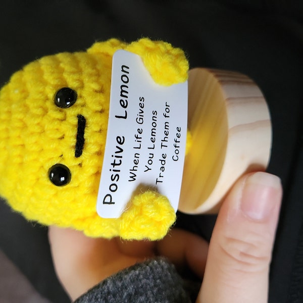 Handmade Crochet Lemon, Positive Affirmation Card, Desk Buddy - Etsy