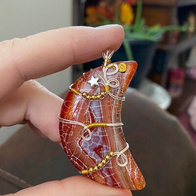 Red or Rusty Colored Agate Stone Pendants/swirl Design/unique/gorgeous ...