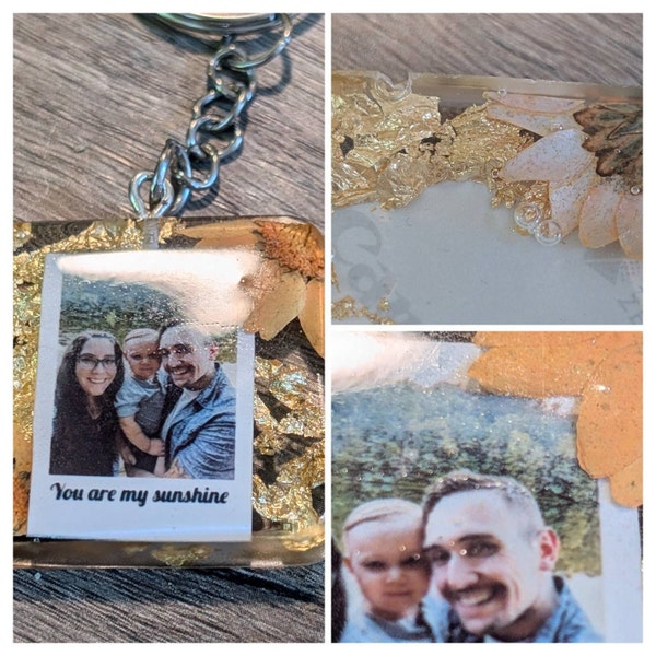 Resin Photo Keychain With Flowers | Photo Keychain | Resin Keychain ...