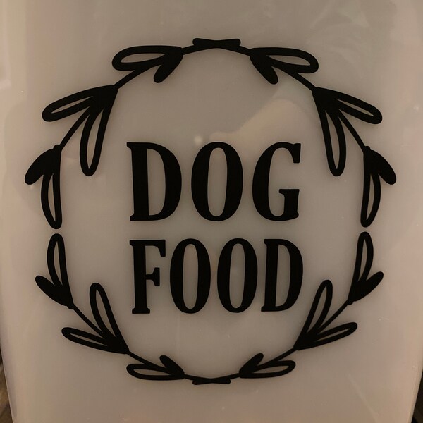Dog Food Decal, Computer Cut Vinyl Sticker, Pet Dry Food Storage Label ...