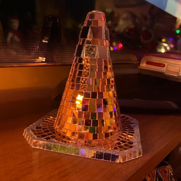 Disco Traffic Cone | Glam Desk Accessory | Rose Gold Field Cone | Fun ...