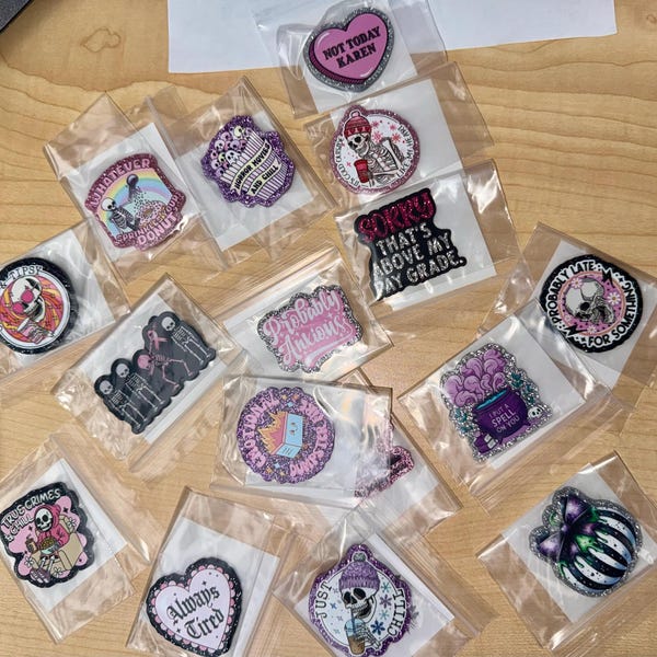 40mm-born TO TEACH School Teacher Theme Acrylic Flat Back Glitter ...