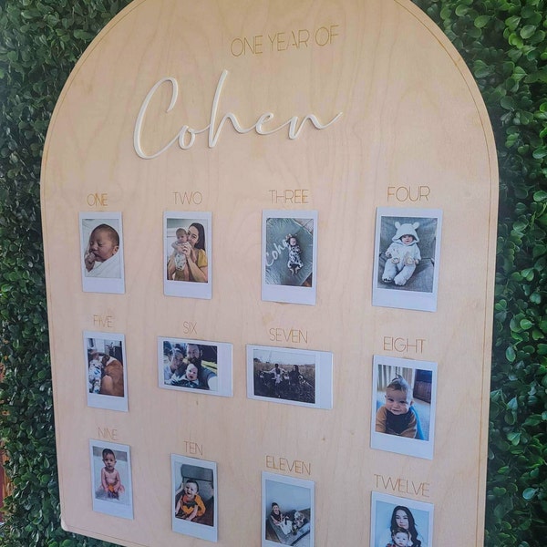 First Birthday Photo Board / One Year of Baby Memory Board / Birthday ...