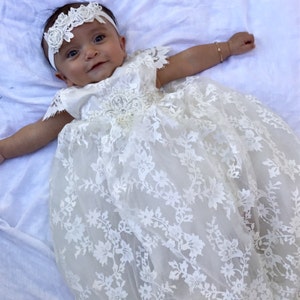 Sierra Baby Girl Lace Long Heirloom Ivory Couture Christening - Etsy ...