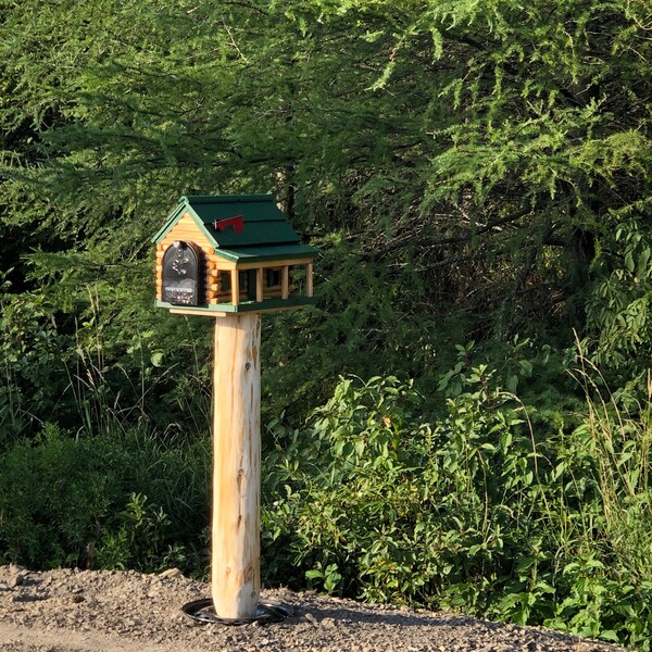 Log Cabin Mailbox With Cedar Roof | Wooden Mailbox | Amish Made | CL620 ...