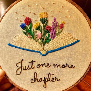 PDF Hand Embroidery Pattern, Just One More Chapter, Bookish Design ...