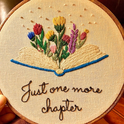 PDF Hand Embroidery Pattern, Just One More Chapter, Bookish Design ...