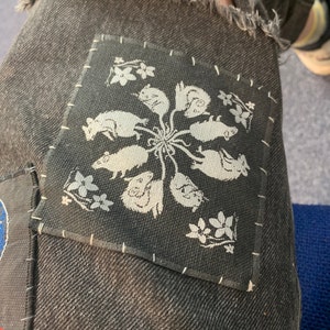 Rat King Silver Screen Print Fabric Patch 8x8cm Goth, Rat Lover Gift ...